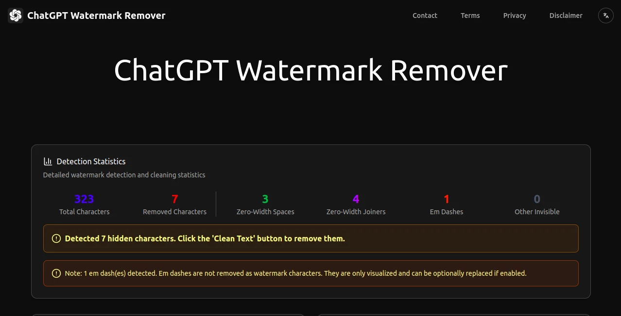 ChatGPT Watermark Remover : Clean Your Text from Hidden Traces Instantly