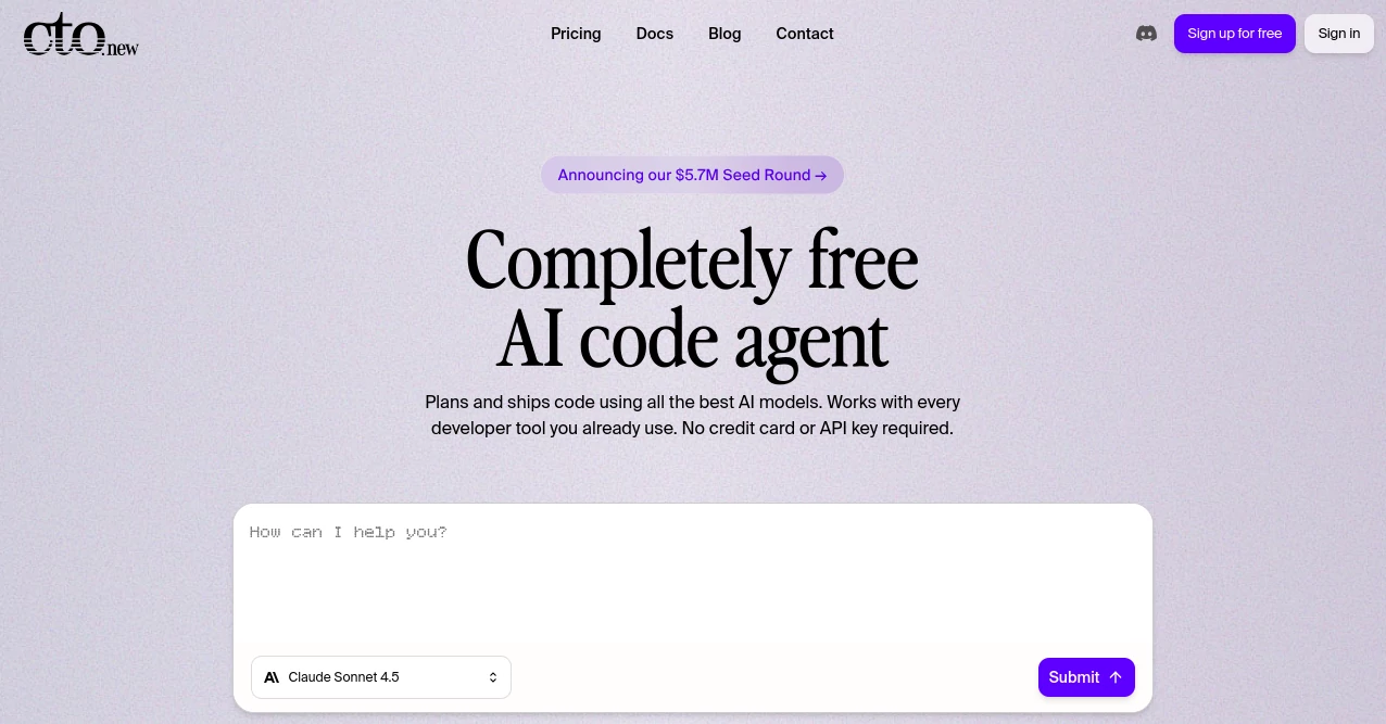 Cto.New : Your Free AI Coding Sidekick